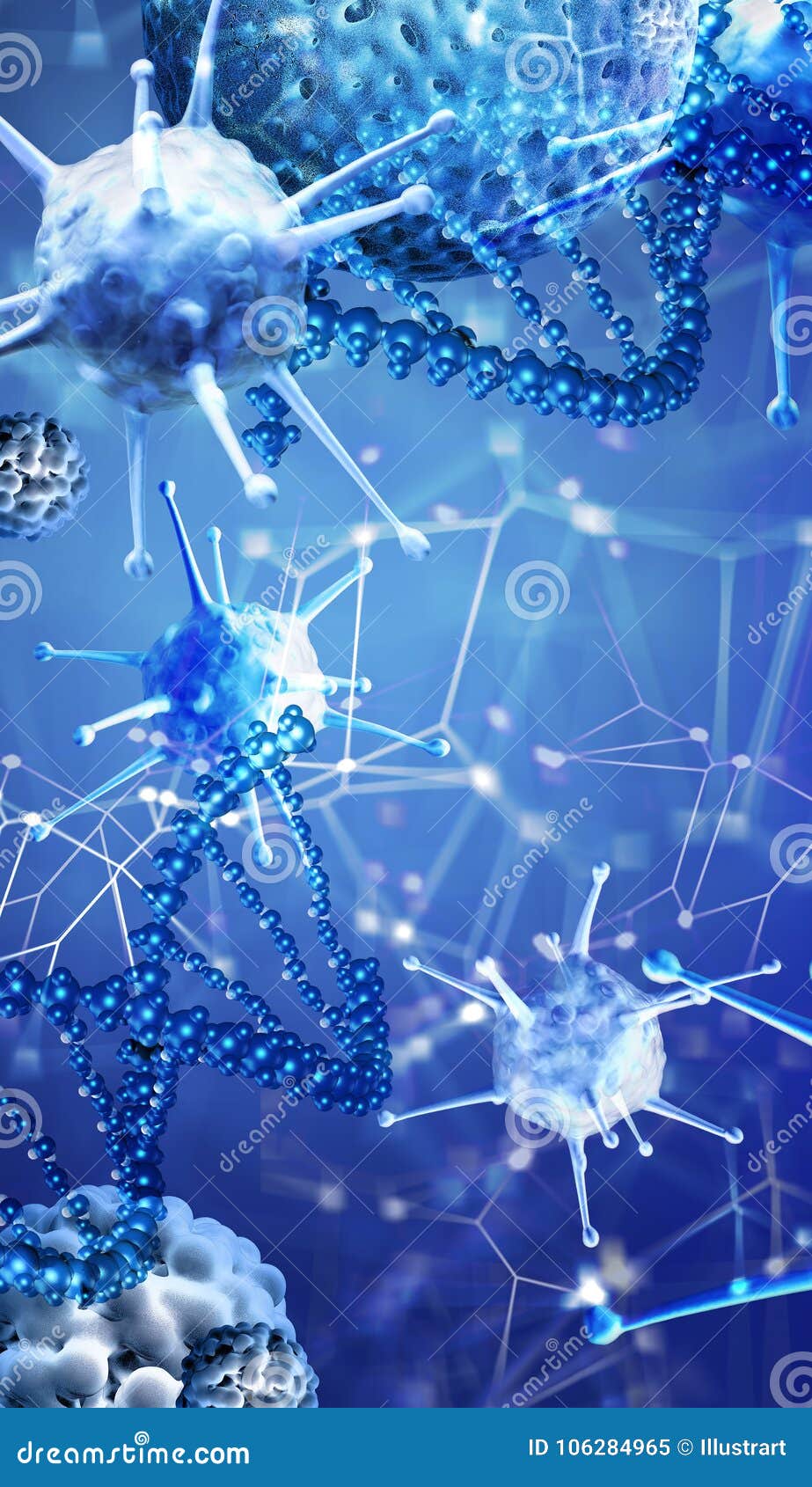 DNA Strand And Cancer Cell Oncology Research Concept 3D Rendering ...