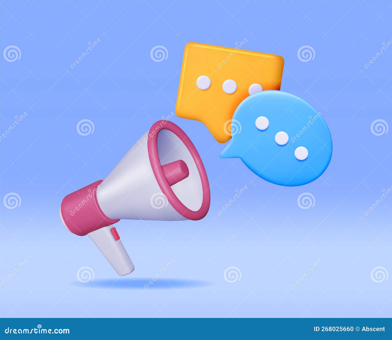 3D Megaphone with Blank Bubble Chat Stock Vector - Illustration of ...