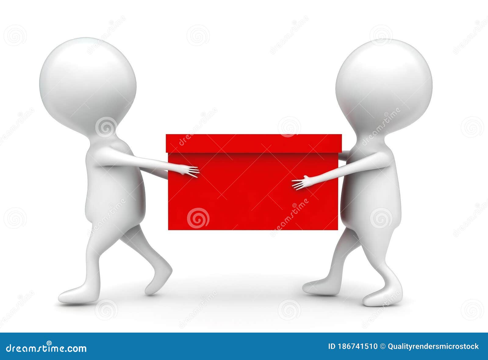 3d Men Carrying Box in Hands Concept Stock Illustration - Illustration ...