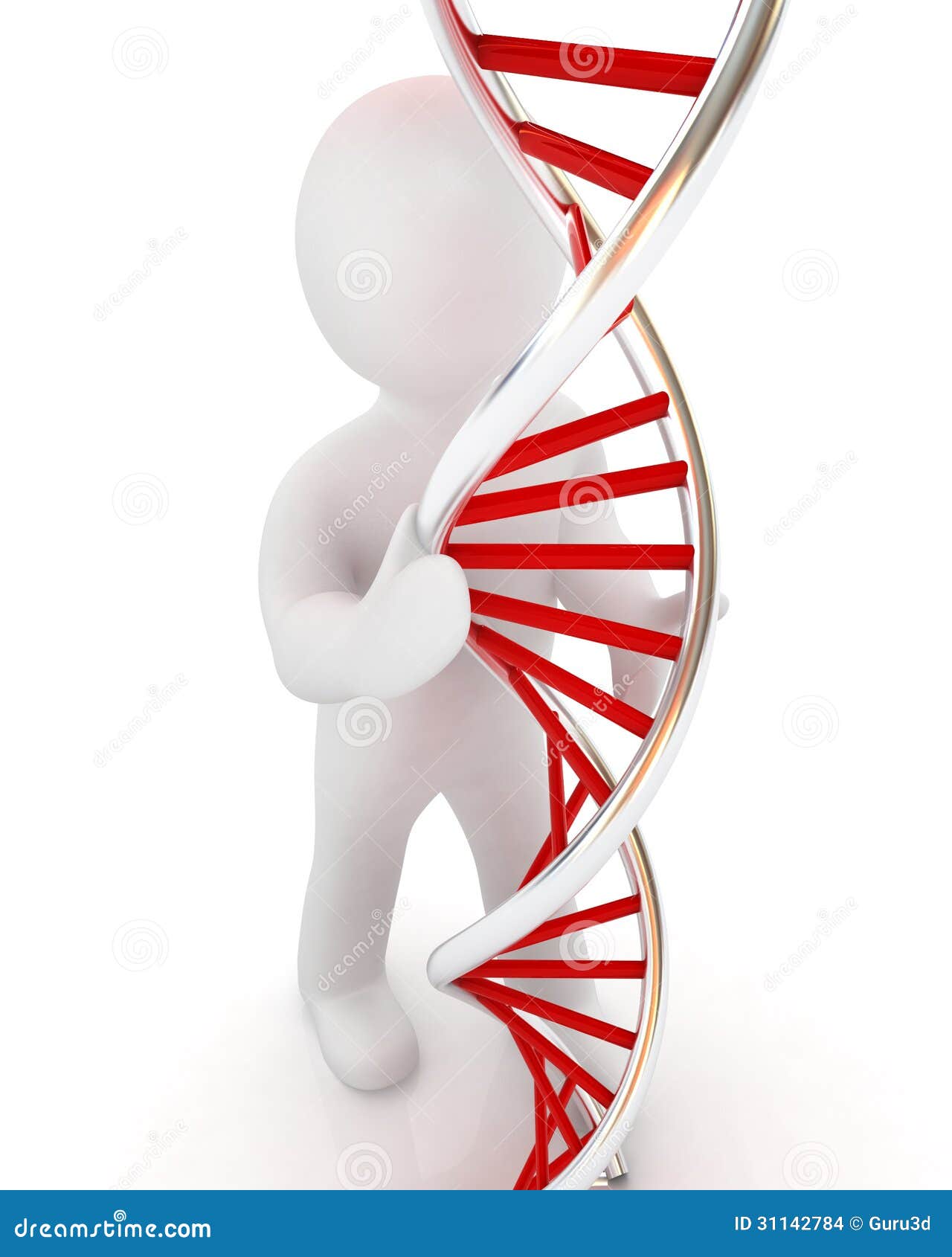 3d Men with DNA Structure Model Stock Illustration - Illustration of ...