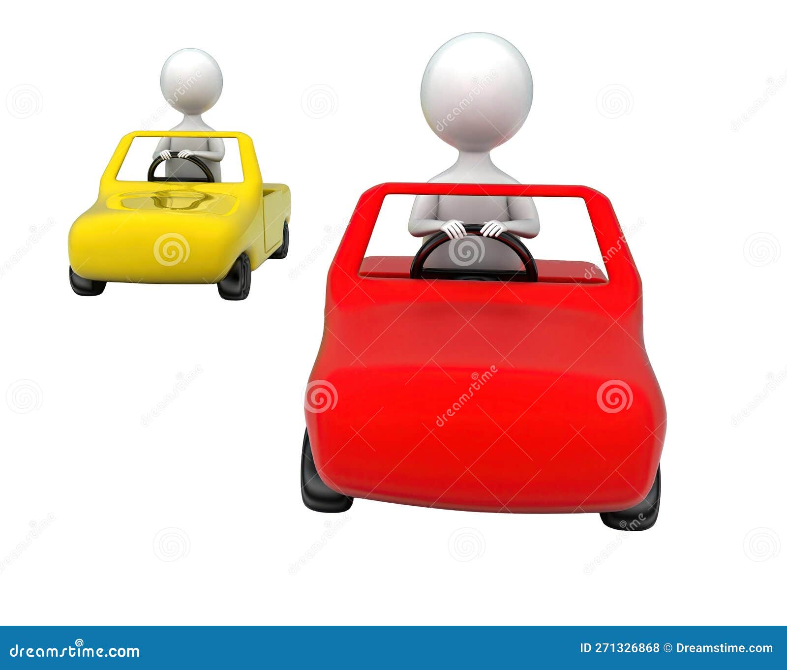 3d Men Driving Cars Concept Stock Illustration - Illustration of three ...