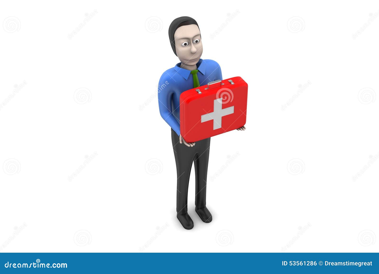 3d men with first aid box stock illustration. Illustration of illness ...