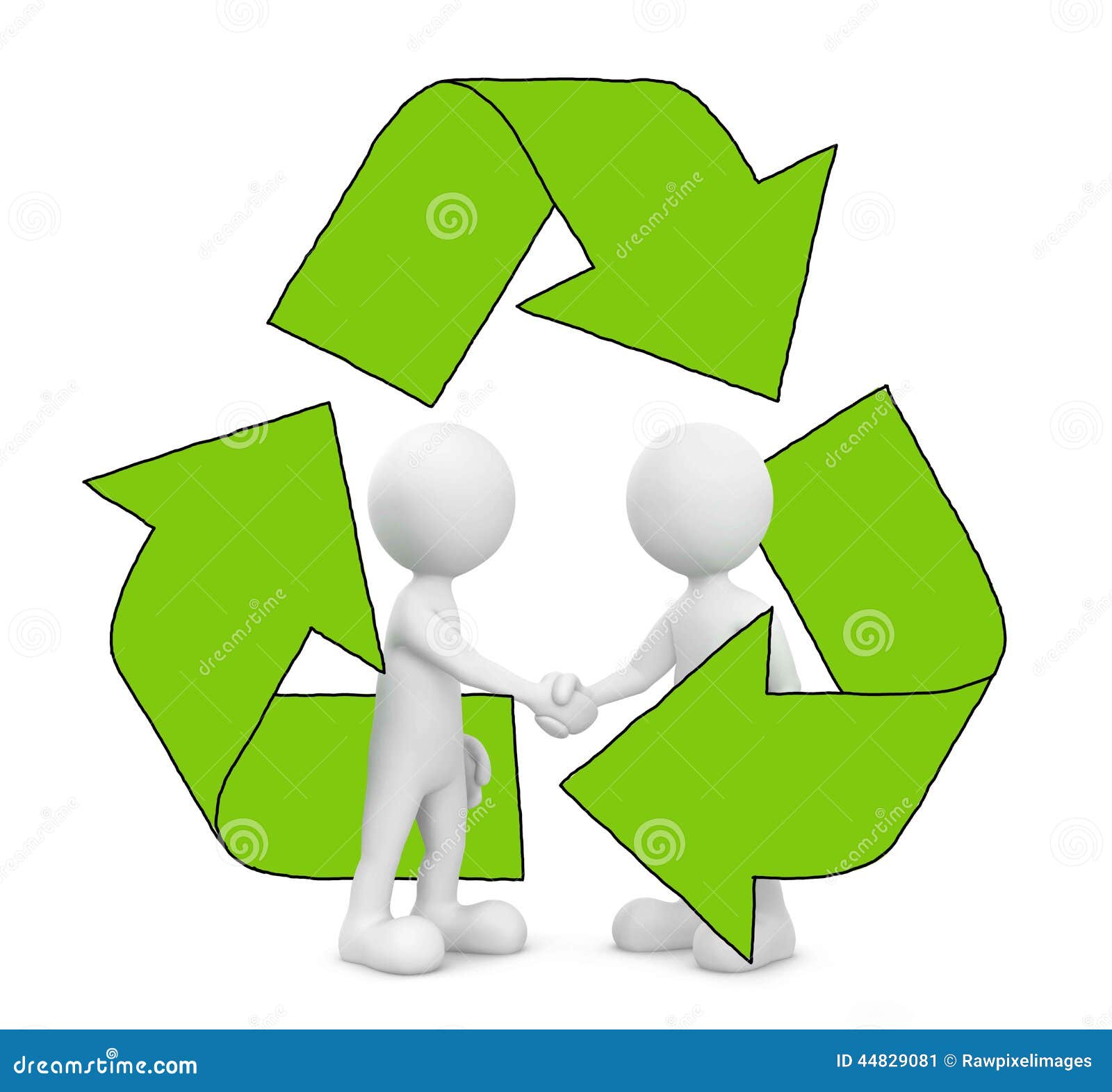 3D Men Handshake with Recycle Symbol Stock Illustration - Illustration ...