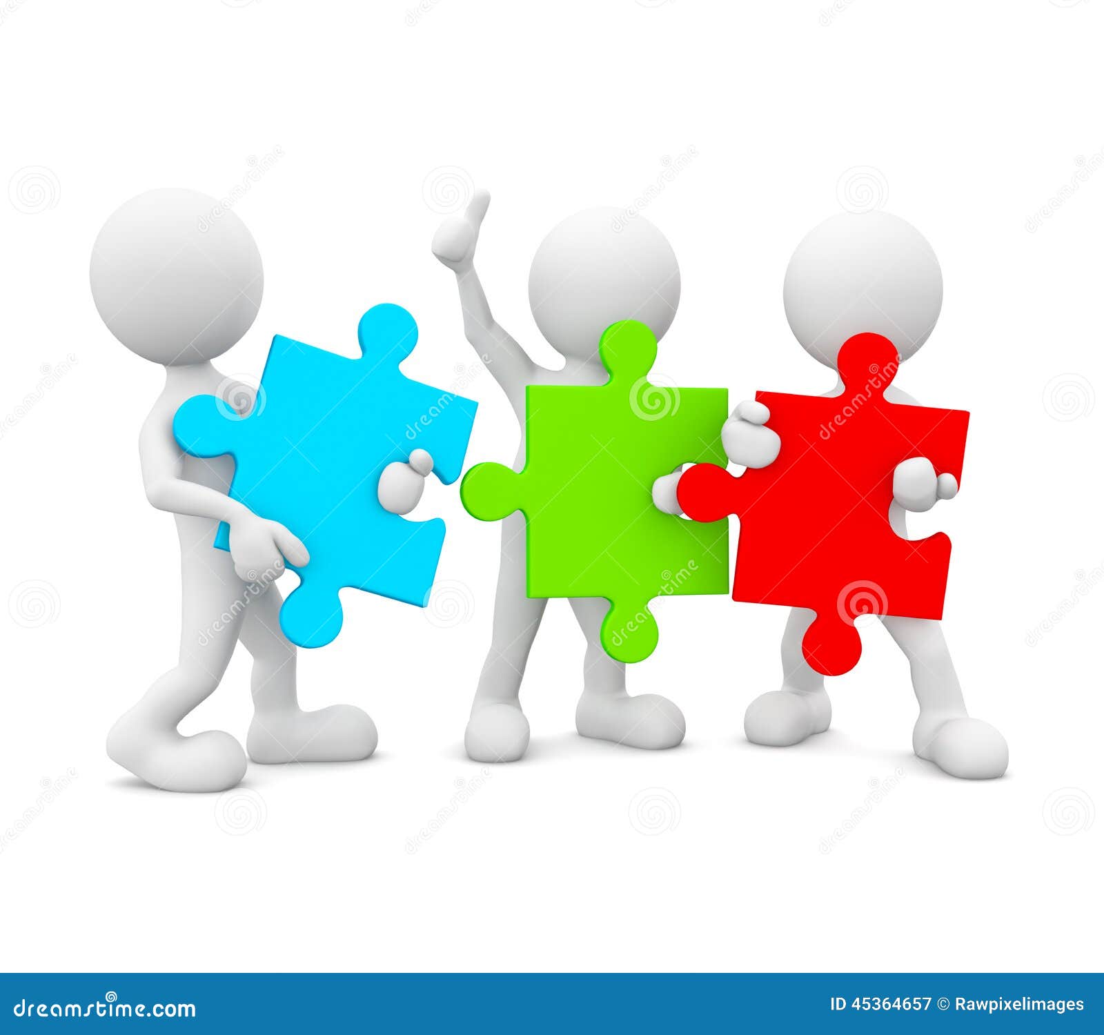 3D Men Holding Connected Jigsaw Stock Illustration - Illustration of ...