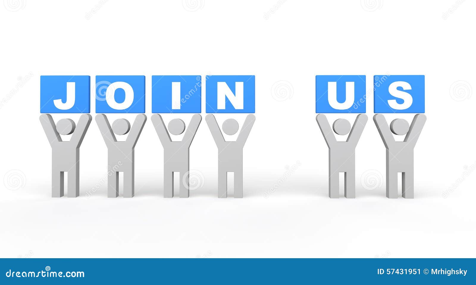 3d Men with Join Us Placards Stock Illustration - Illustration of ...