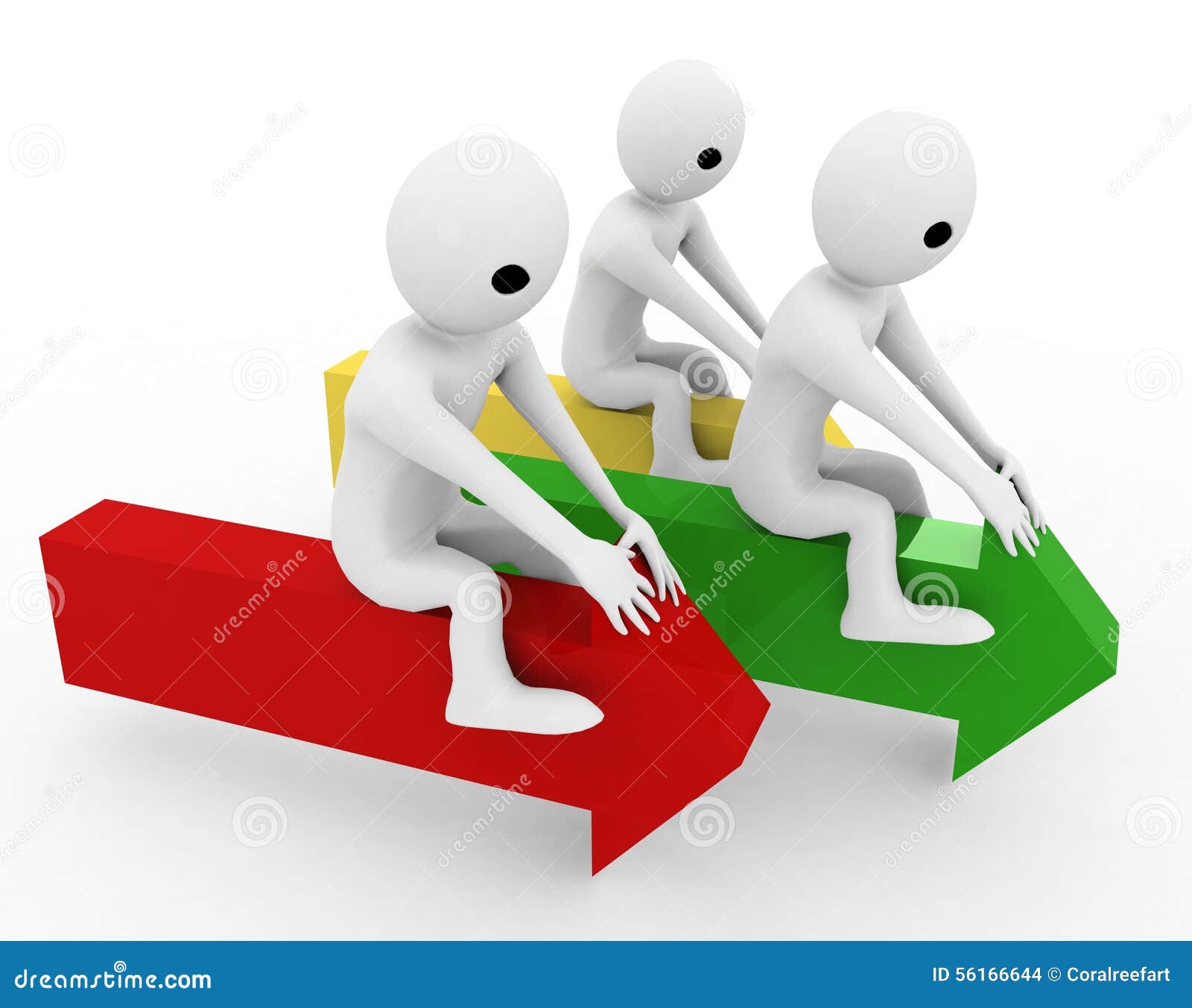 3d Men Riding On Arrow And Doing Race Illustration Royalty-Free Cartoon ...