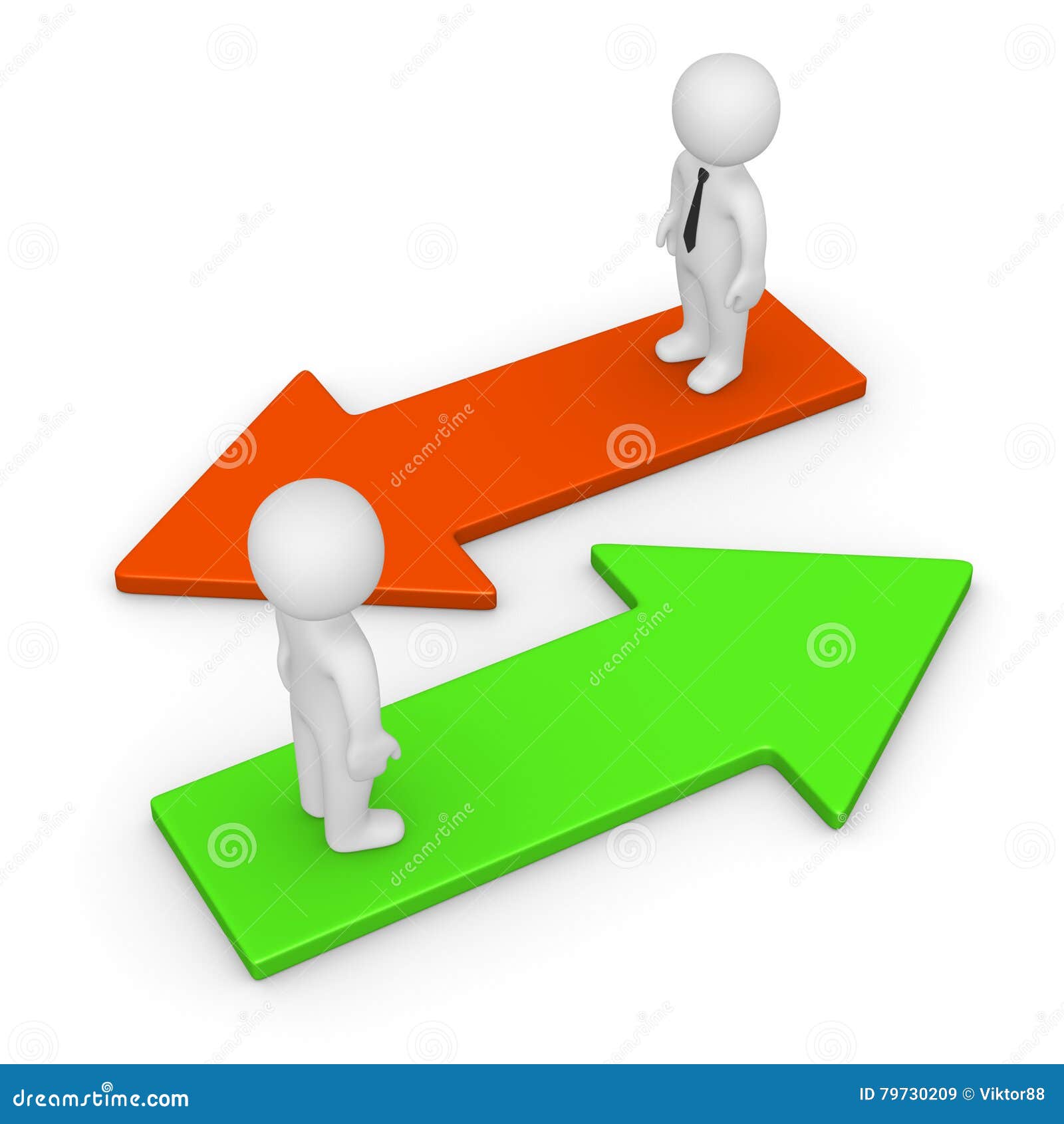 3d Men Standings on Arrows with Opposite Directions. Stock Illustration ...