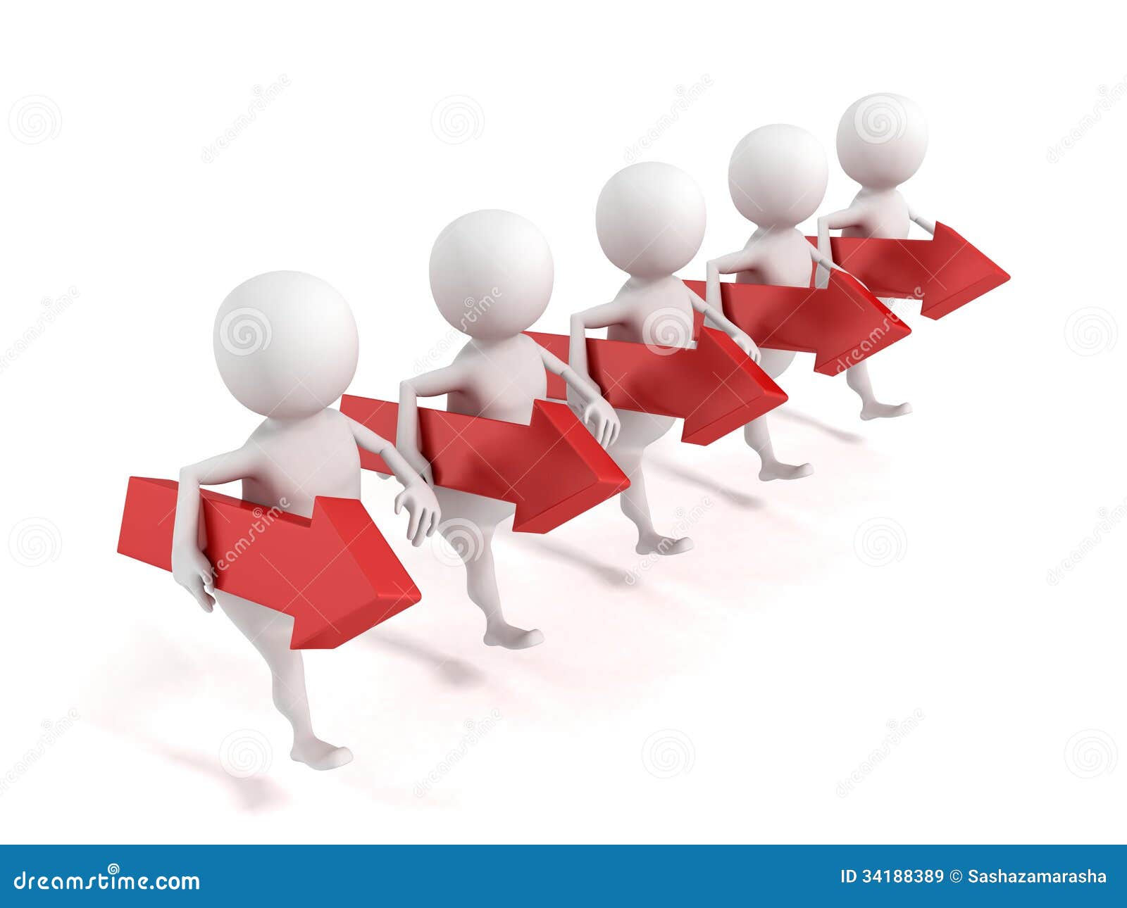 3d Men Team Group Carries Success Red Arrows Stock Illustration ...