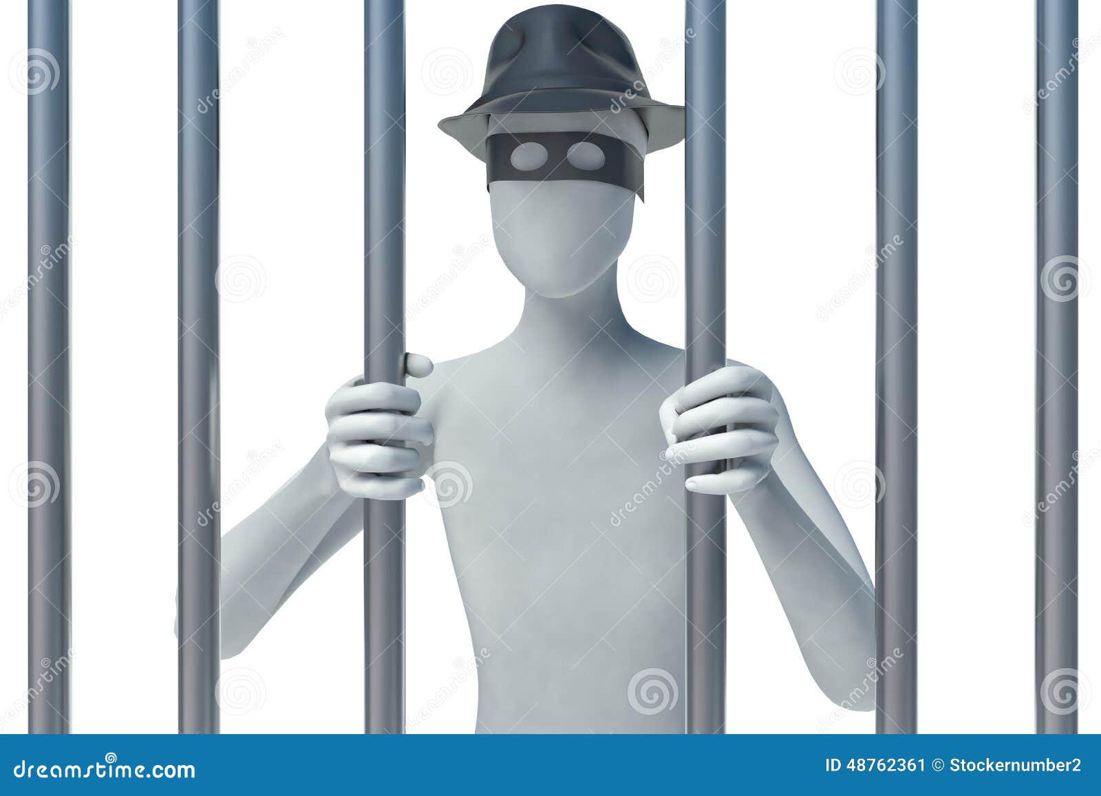 3d mens achter de tralies stock illustratie. Illustration of straf ...