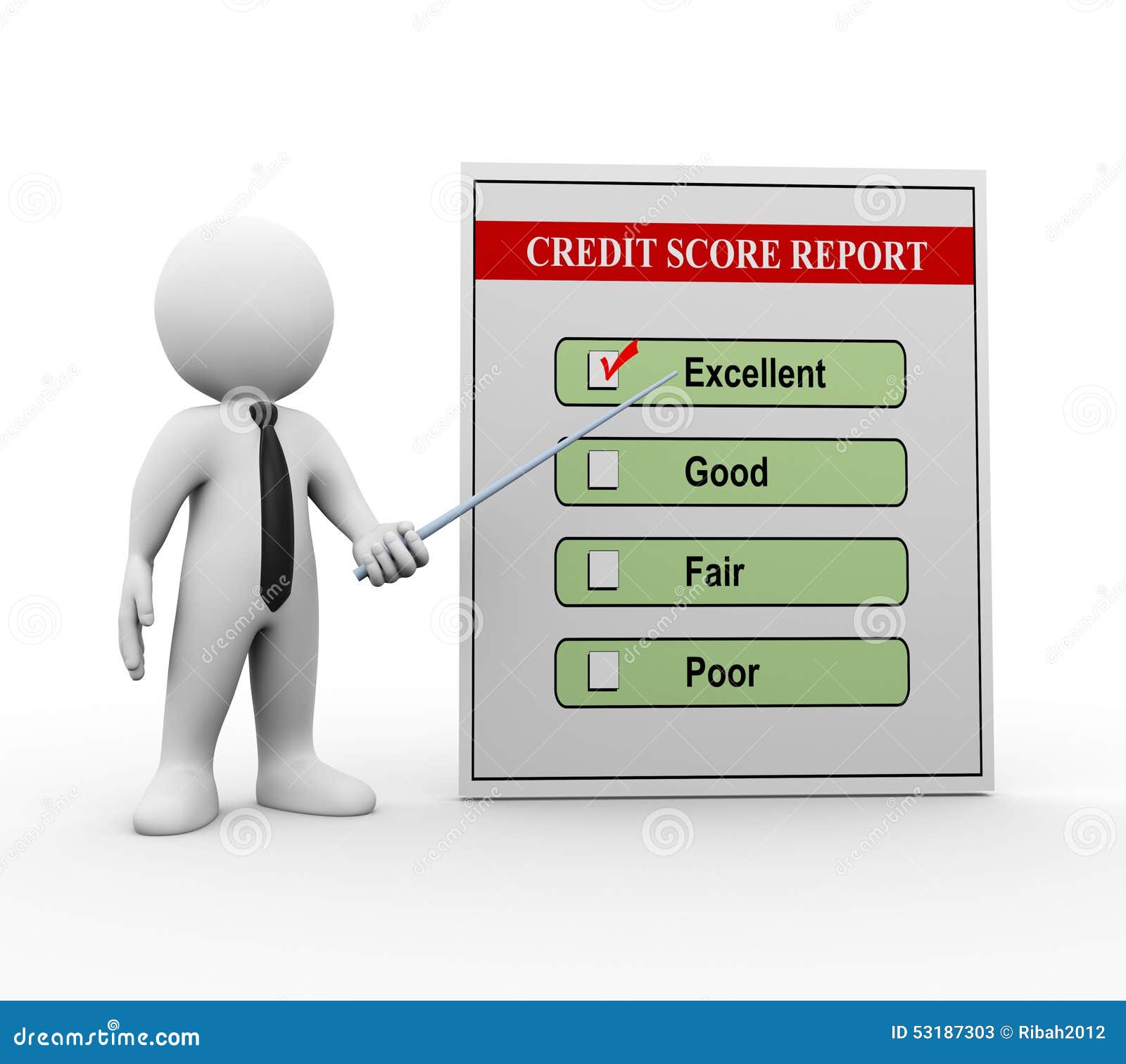 3d Mens En Kredietscorerapport Stock Illustratie - Illustration of bank ...