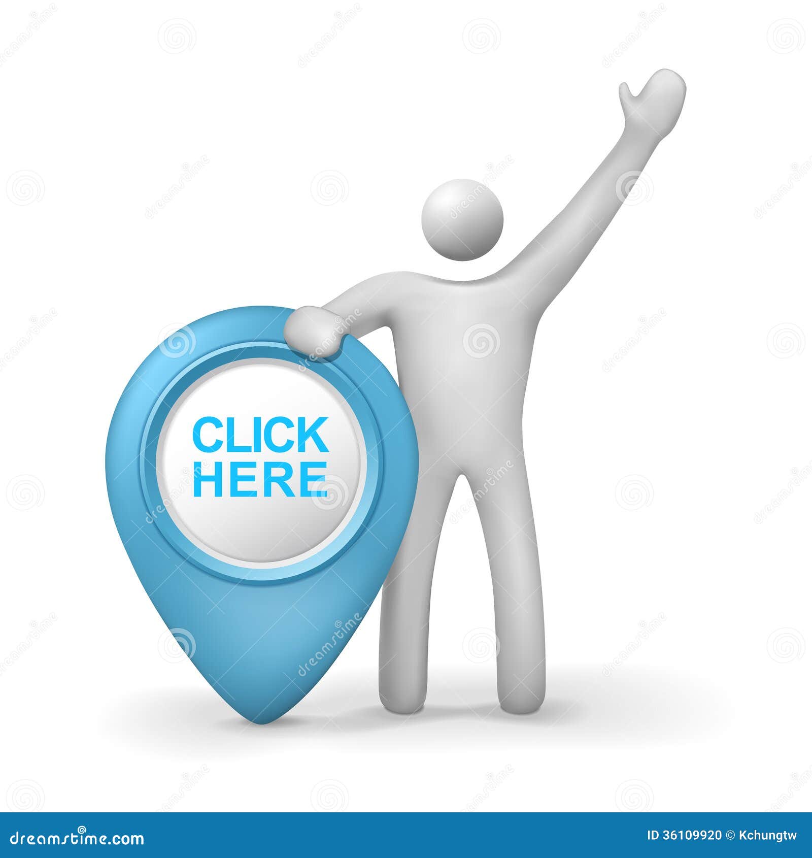 3d Mens Met Klik Hier Symbool Vector Illustratie - Illustration of ...