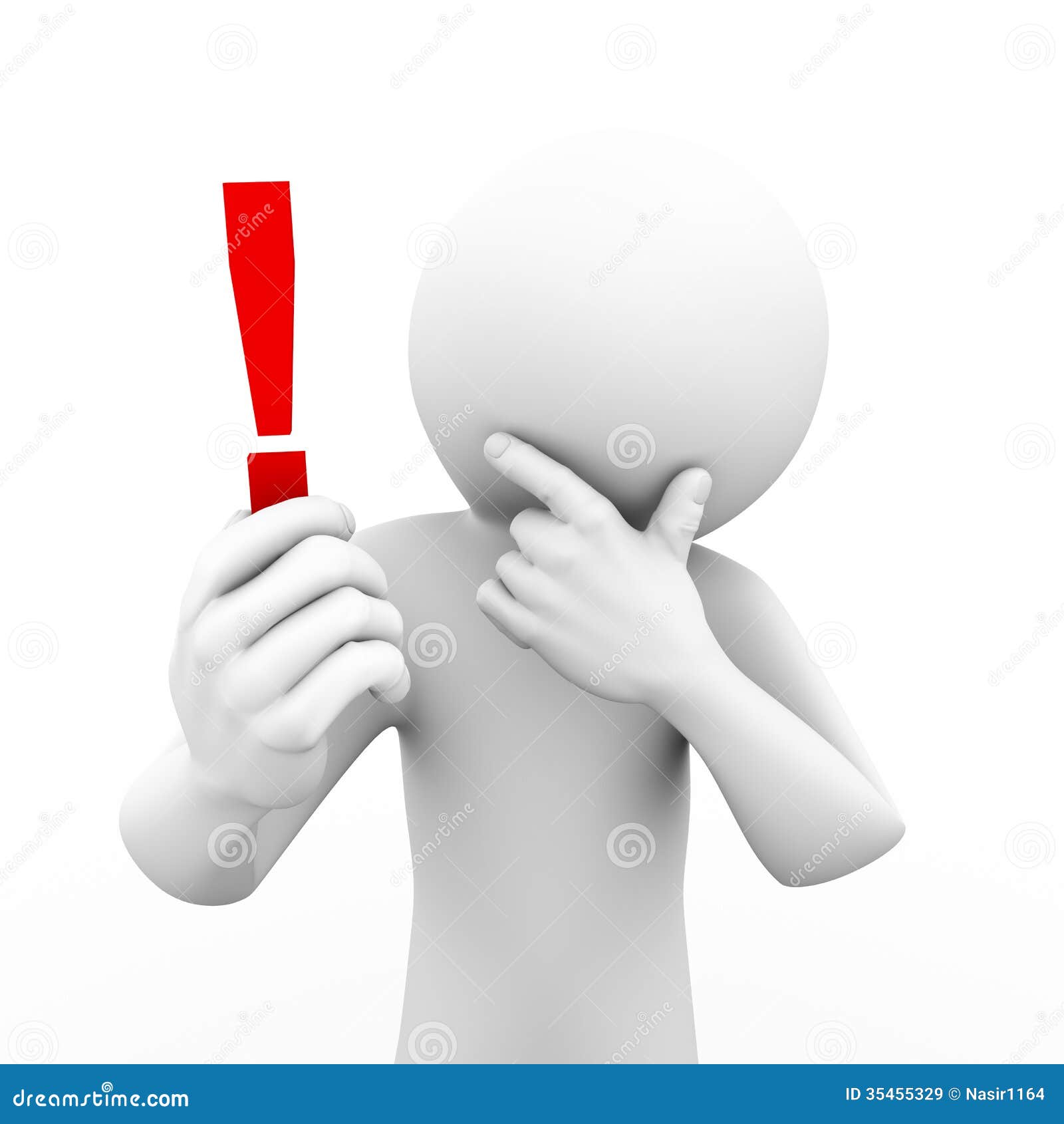 3d Mensenholding En Het Bekijken Uitroepteken Stock Illustratie ...