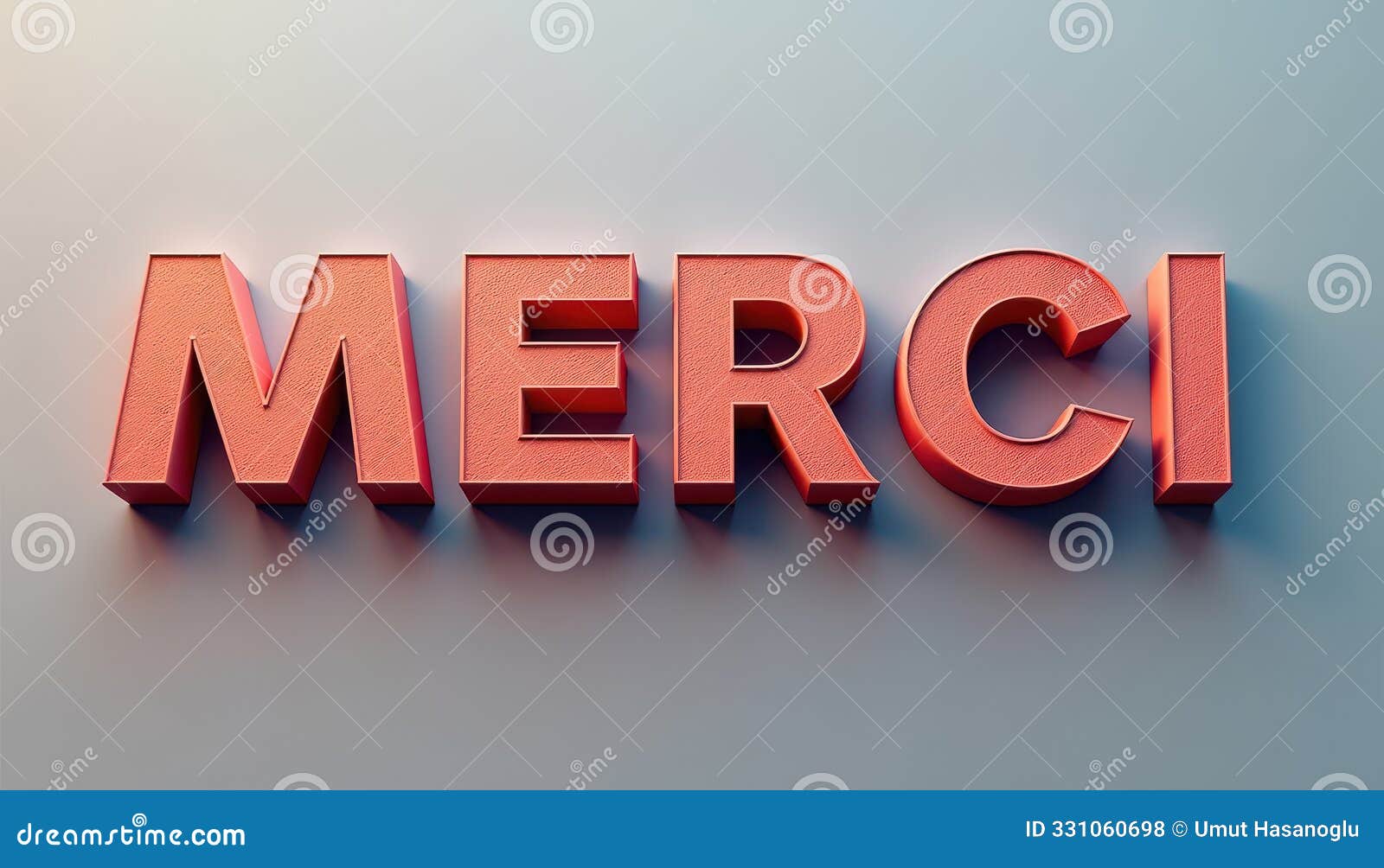 3D Merci Text in Red with a Soft, Gradient Background Stock ...