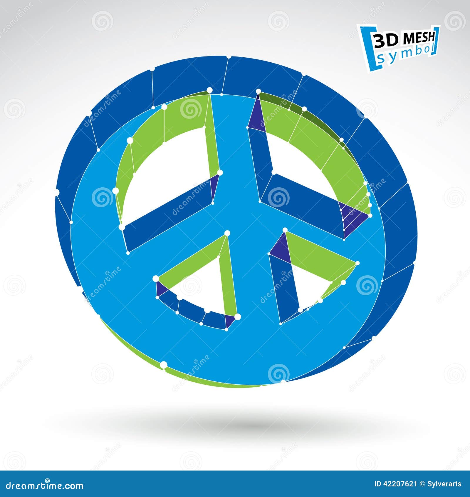 3d Mesh Blue Web Peace Icon on White Background, Colorf Stock Vector ...