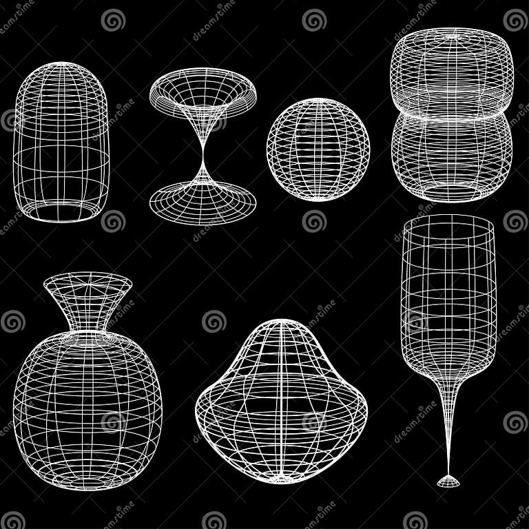 3D Mesh Grid, Net Wire, Vector Lines Illustration. 3D Wireframe or Geometric Network in Lines or ...
