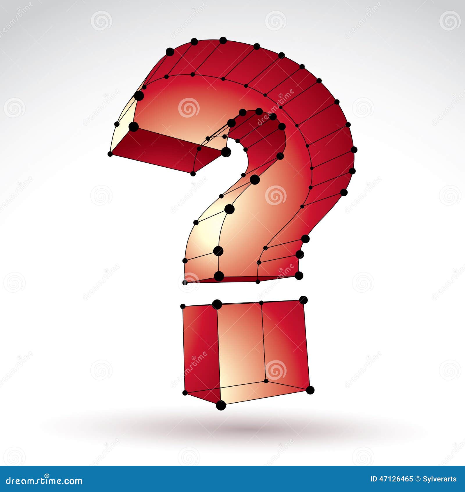 3d Mesh Stylish Web Question Mark Sign on White Backgro Stock Vector ...