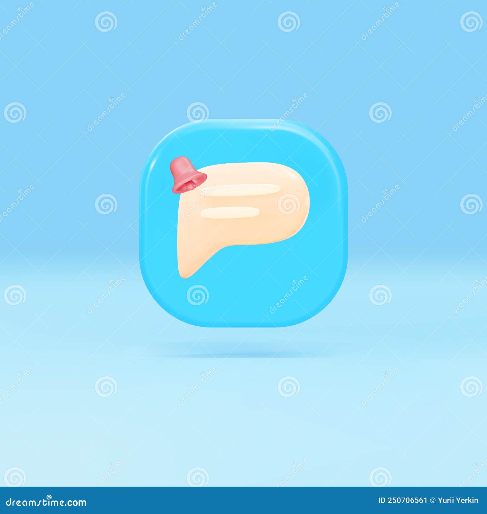 3d Message Icon on Blue Background, Push Notification Icon. Vector ...