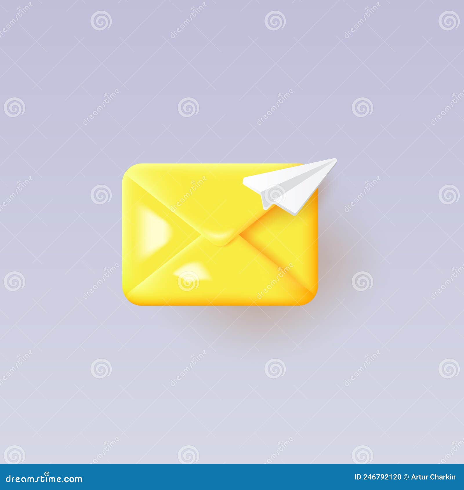 3d Message Icon with Paper Plane on Gray Background. Stock Illustration ...
