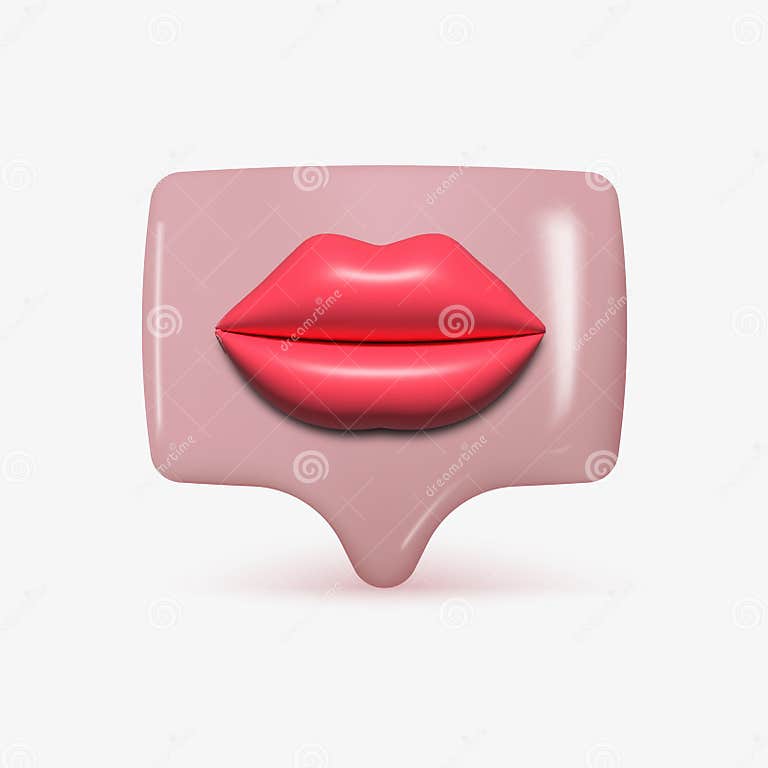 3d Message, Speech Dialog Button with Red Lips. Vector Stock Vector ...