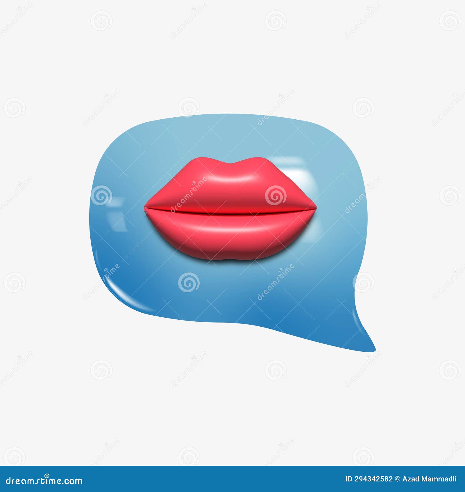 3d Message, Speech Dialog Button with Red Lips. Vector Stock Vector ...