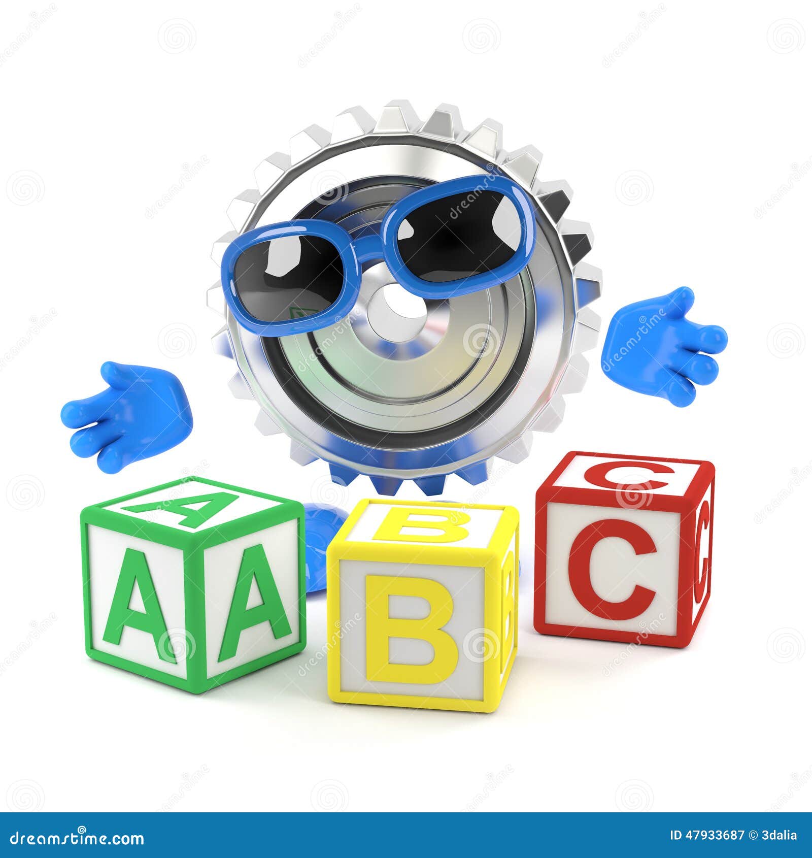 3d Metal Cog Teaches the Alphabet Stock Illustration - Illustration of ...