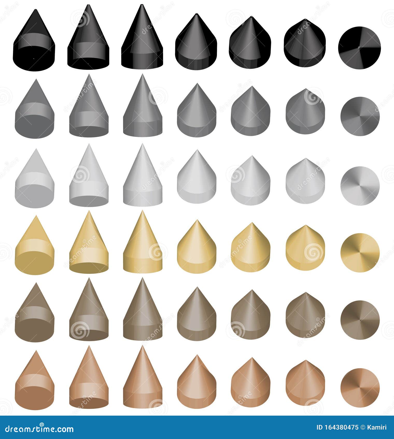 3D metal spiked stud stock vector. Illustration of design - 164380475