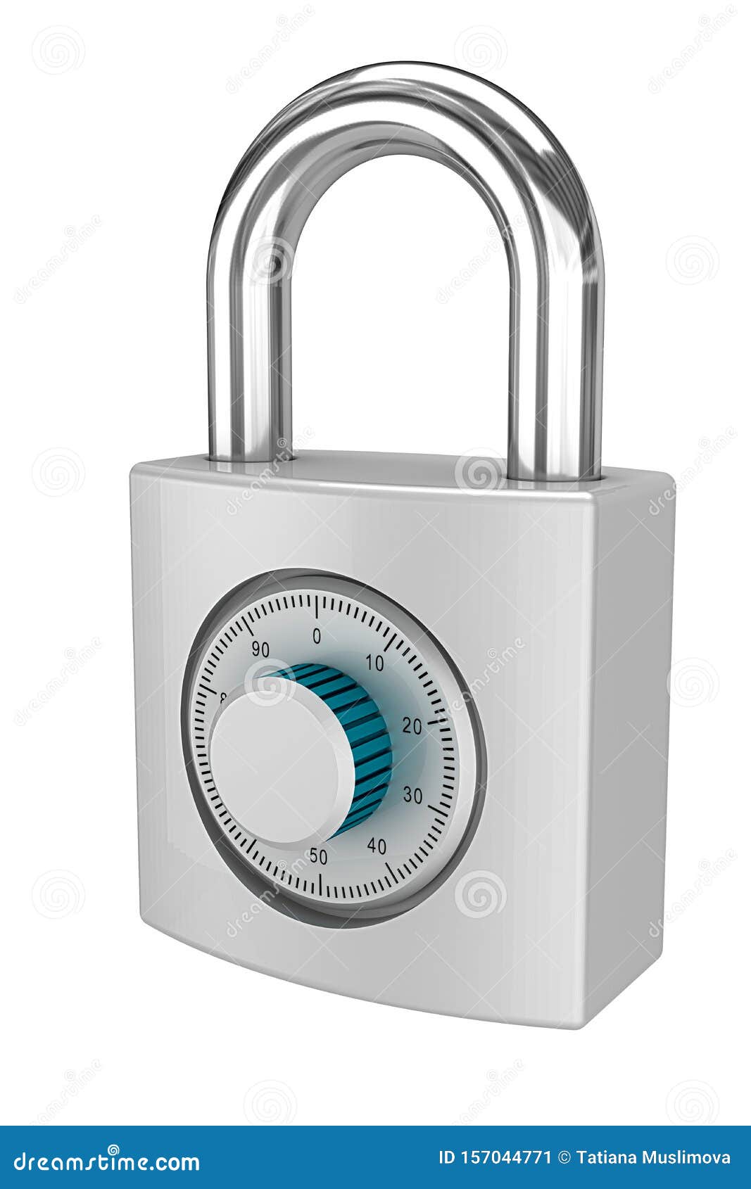 3d Metallic Code Padlock Isolated On White Background. High Resolution ...