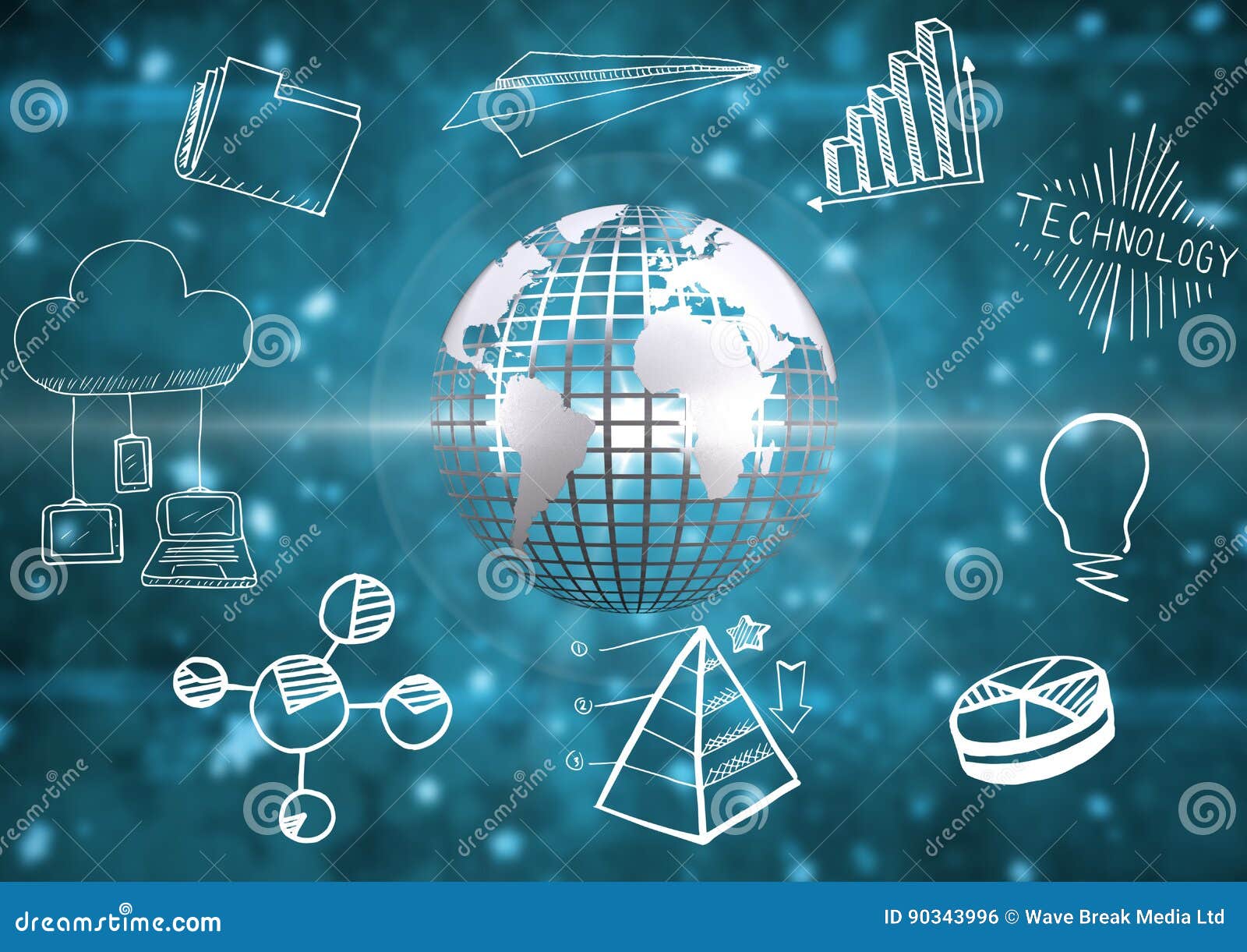 3D Metallic Earth with Technological Graphic Stock Photo - Image of ...