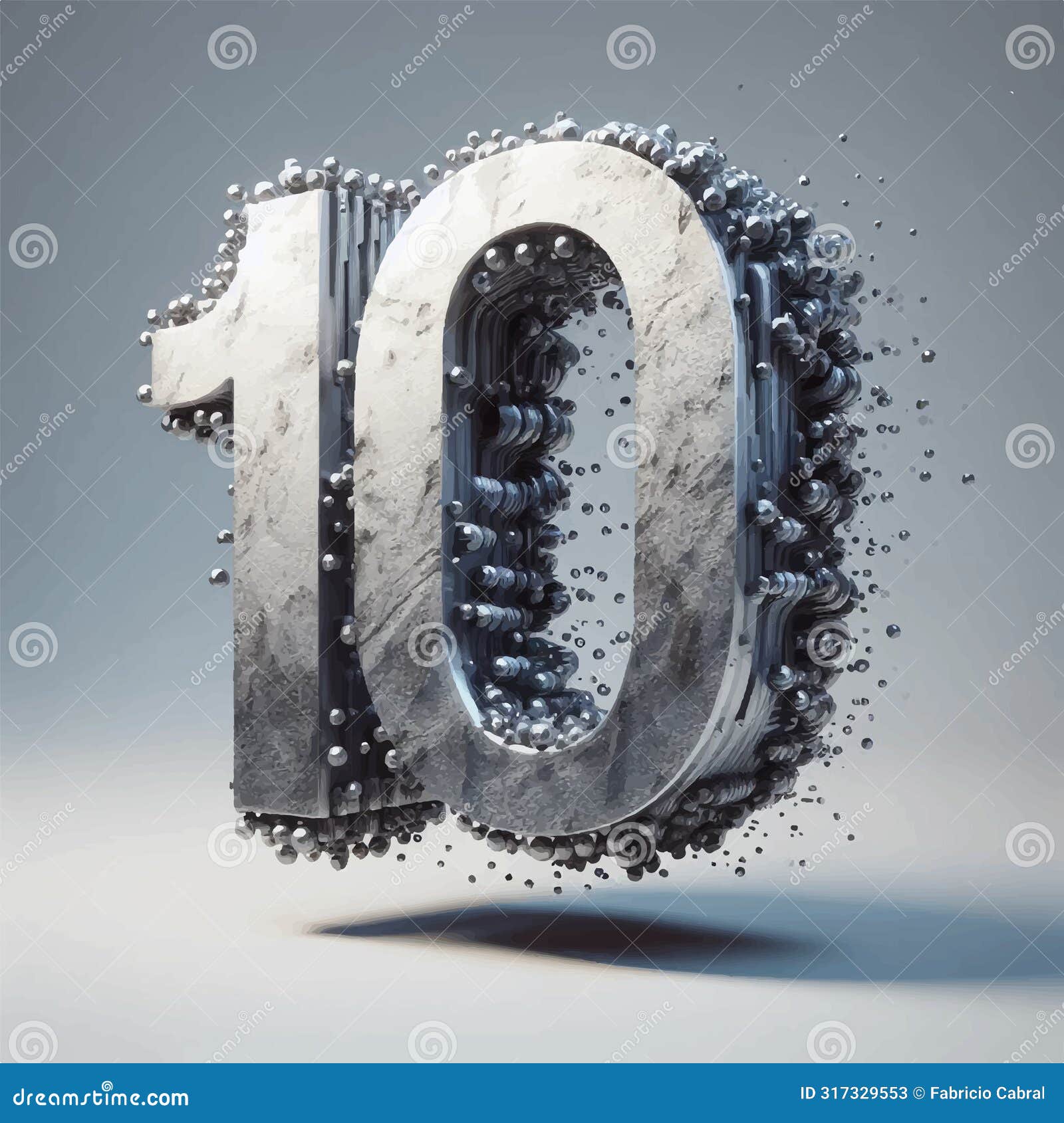 3d Metallic Number 10 with Bubbles Stock Vector - Illustration of ...