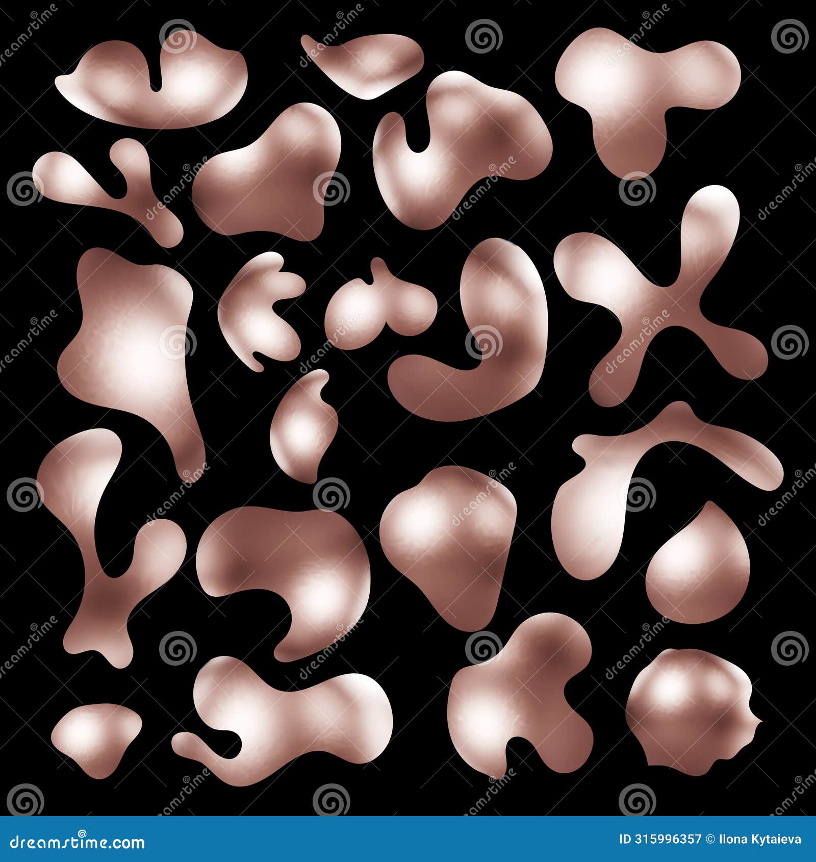 3D Metallic Rose Gold Abstract Shapes.Vector Illustration Stock Vector ...