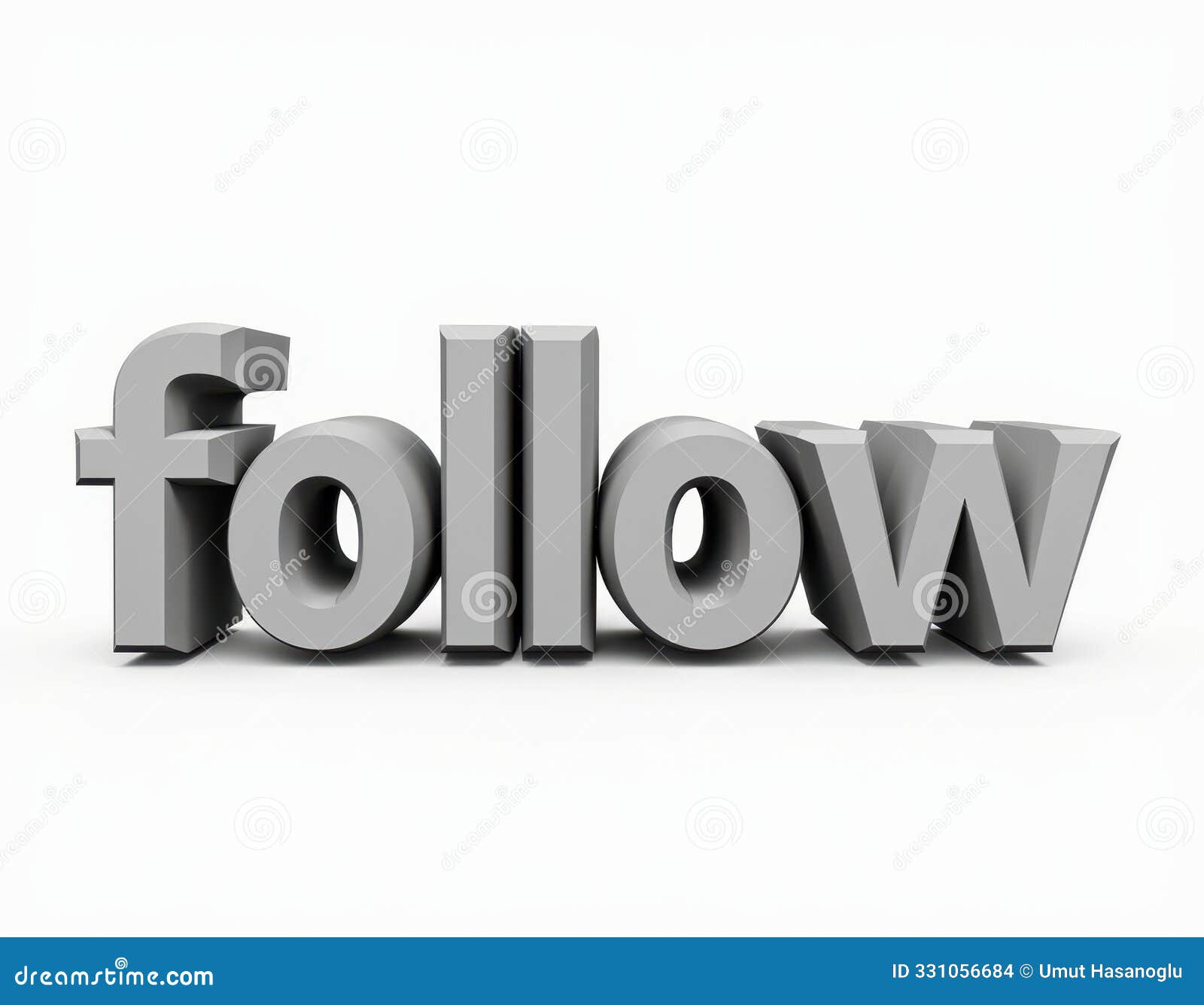 3D Metallic Text Spelling Follow with a White Background. Stock ...