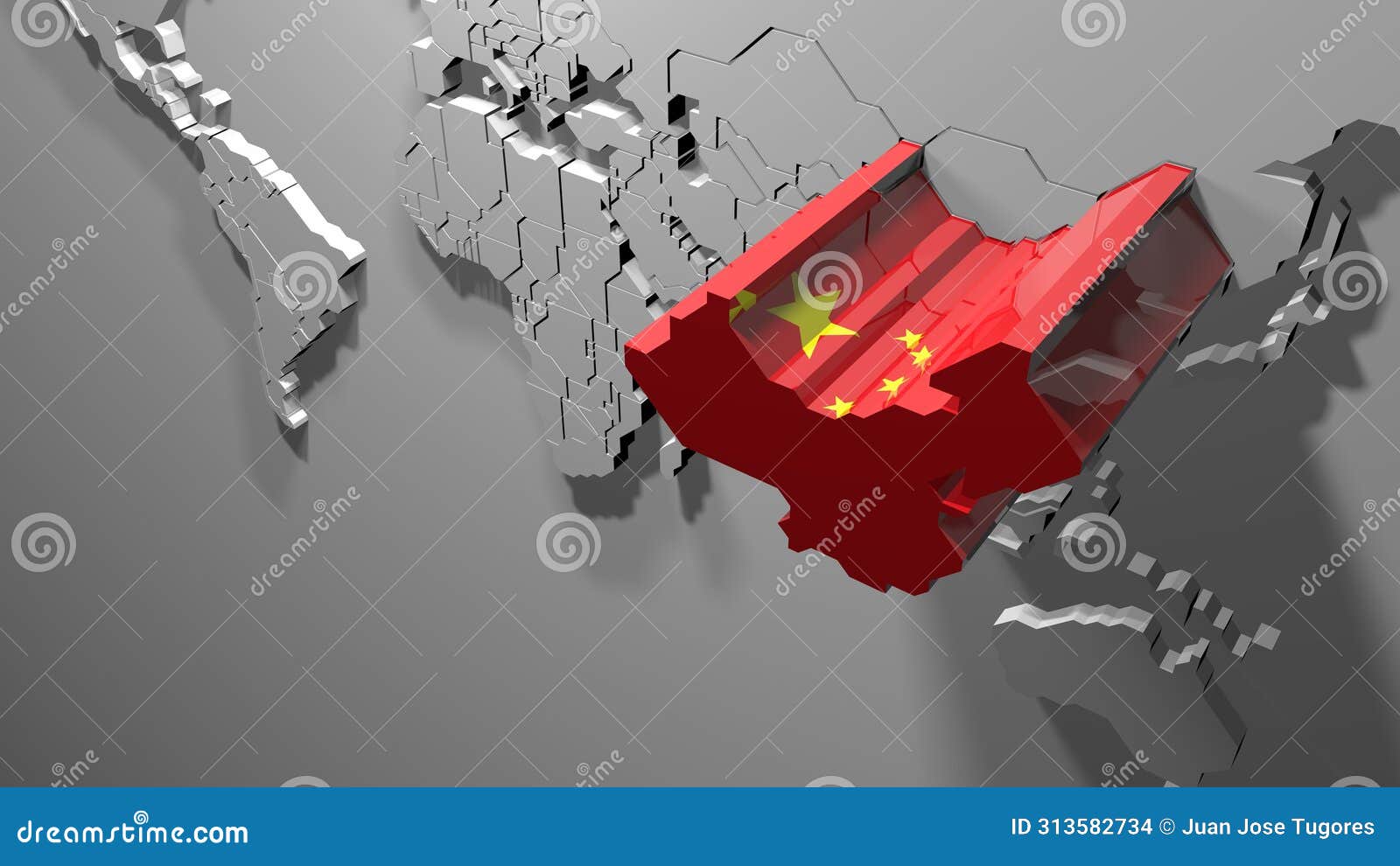3D Metallic World Map Highlighting China with Flag Overlay Stock ... 3D Metallic World Map Highlighting China with Flag Overlay Stock ...