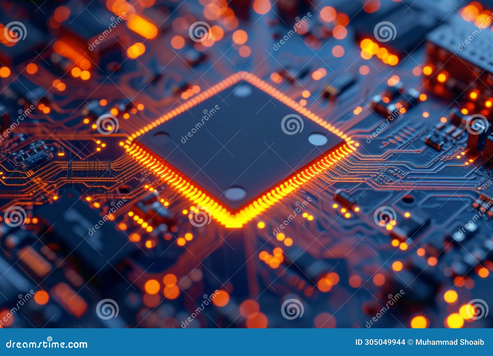 3D Microchip with AI Letters, Circuit Lines Creating Expansive Network ...
