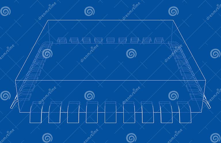 3D Microchip. Vector Rendering of 3d Stock Vector - Illustration of ...