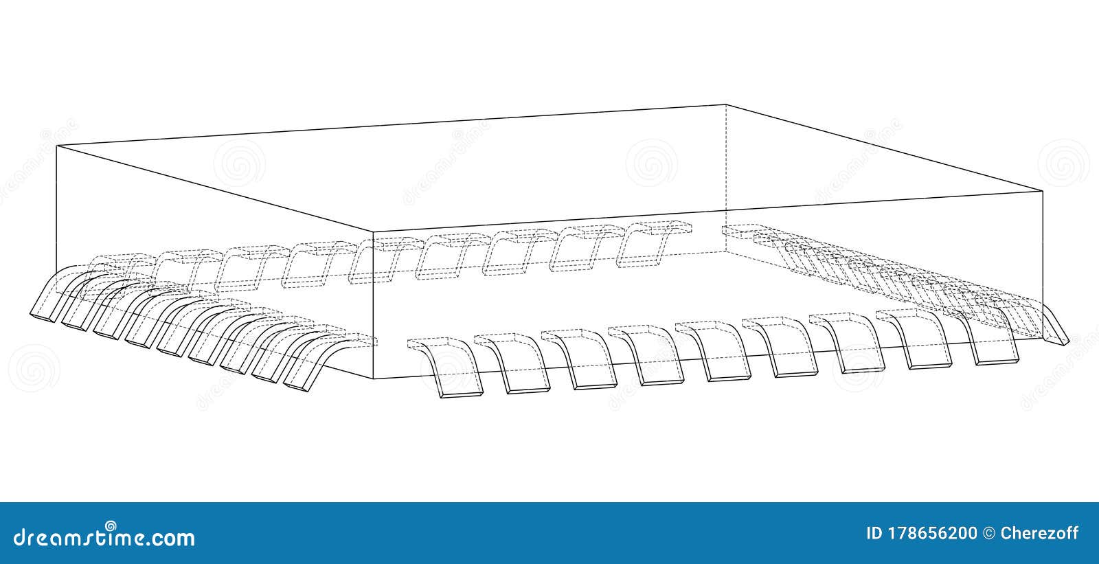 3D Microchip. Vector Rendering of 3d Stock Vector - Illustration of ...