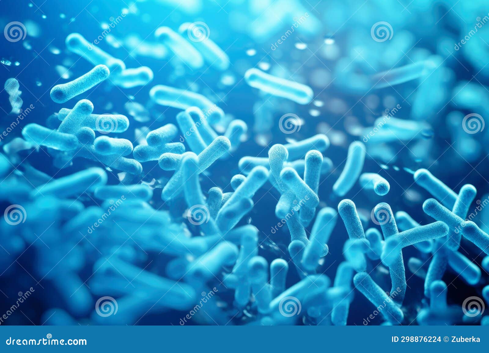 Blue Bacteria Covered By Cilia. Biology Microorganism Under Microscope ...