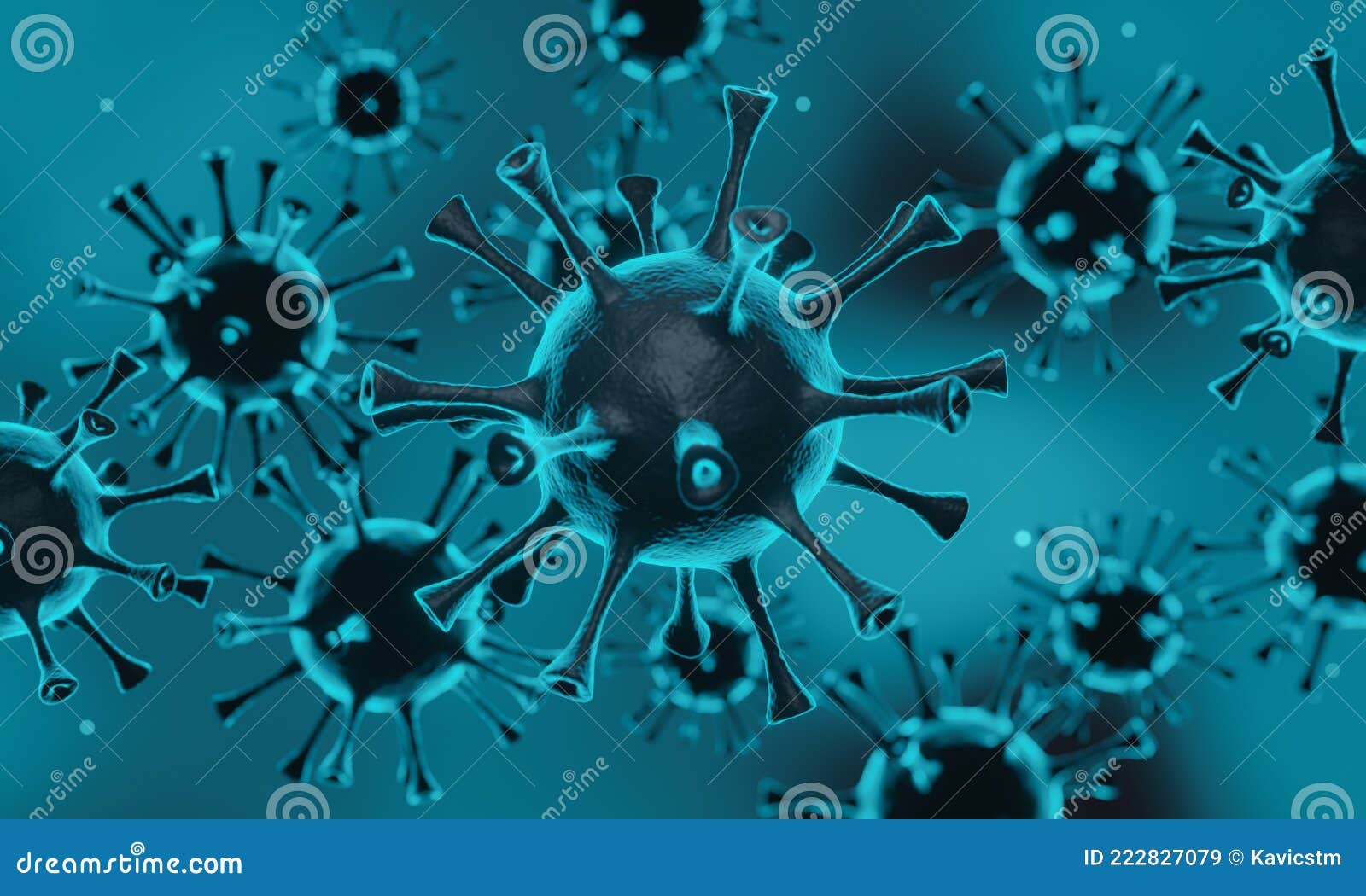 3D Rendering. Microscopic Covid-19 Spiked Virus. World Pandemic Stock ...