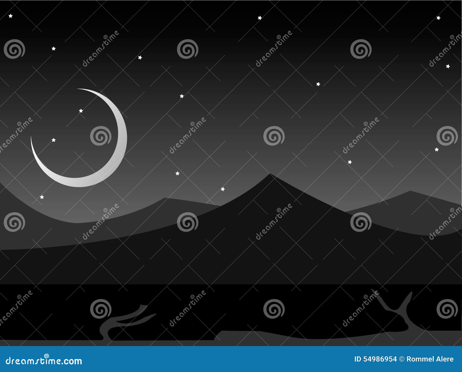 Midnight Landscape Cartoon Vector | CartoonDealer.com #21917429