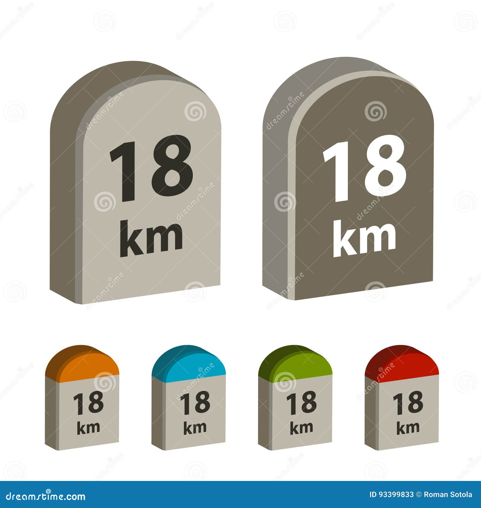 3d Milestone Boundary Stone Black Symbols Cartoon Vector ...