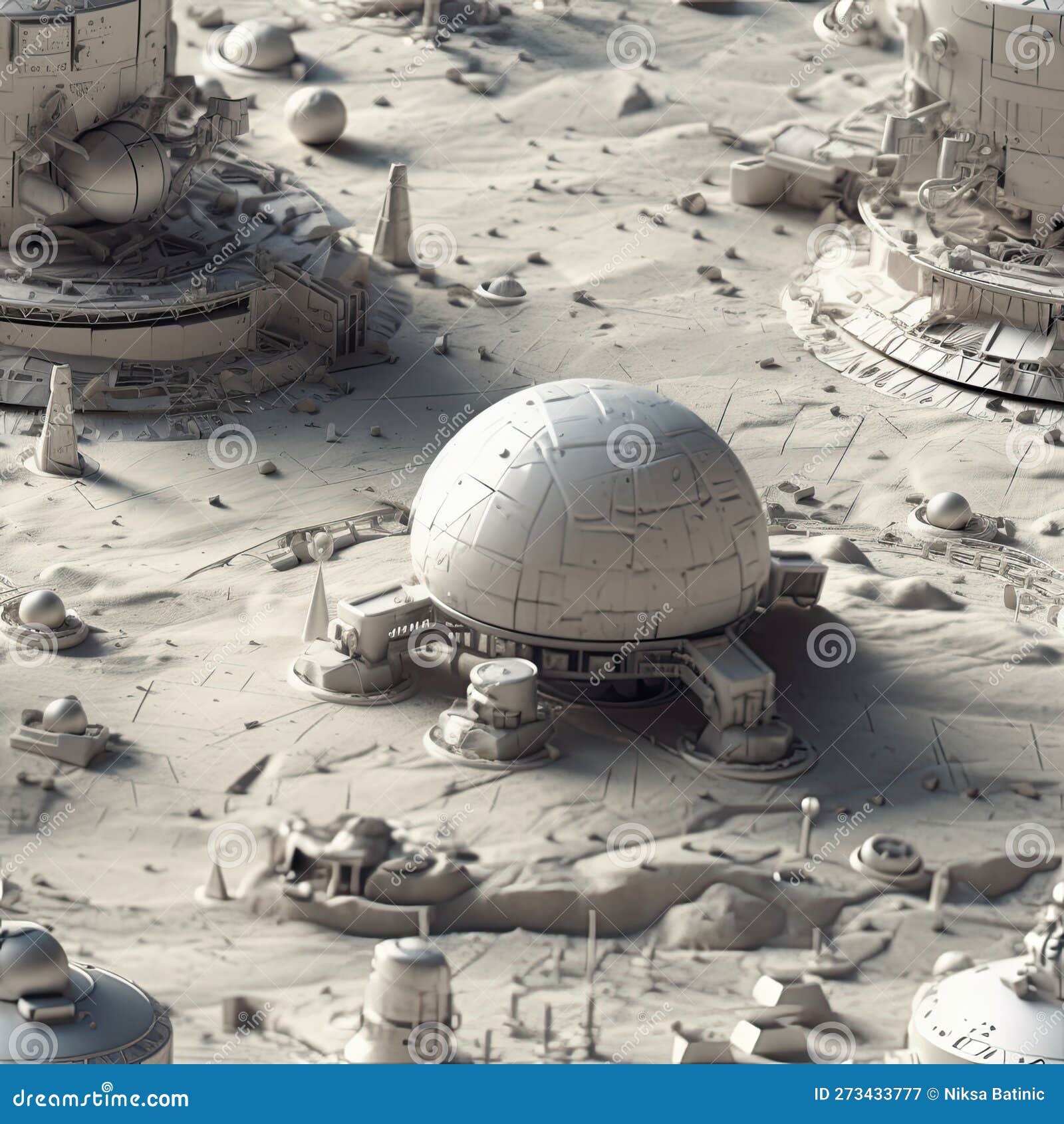 3d Miniature Space Base on the Moon. Ai Generated Illustration Stock ...