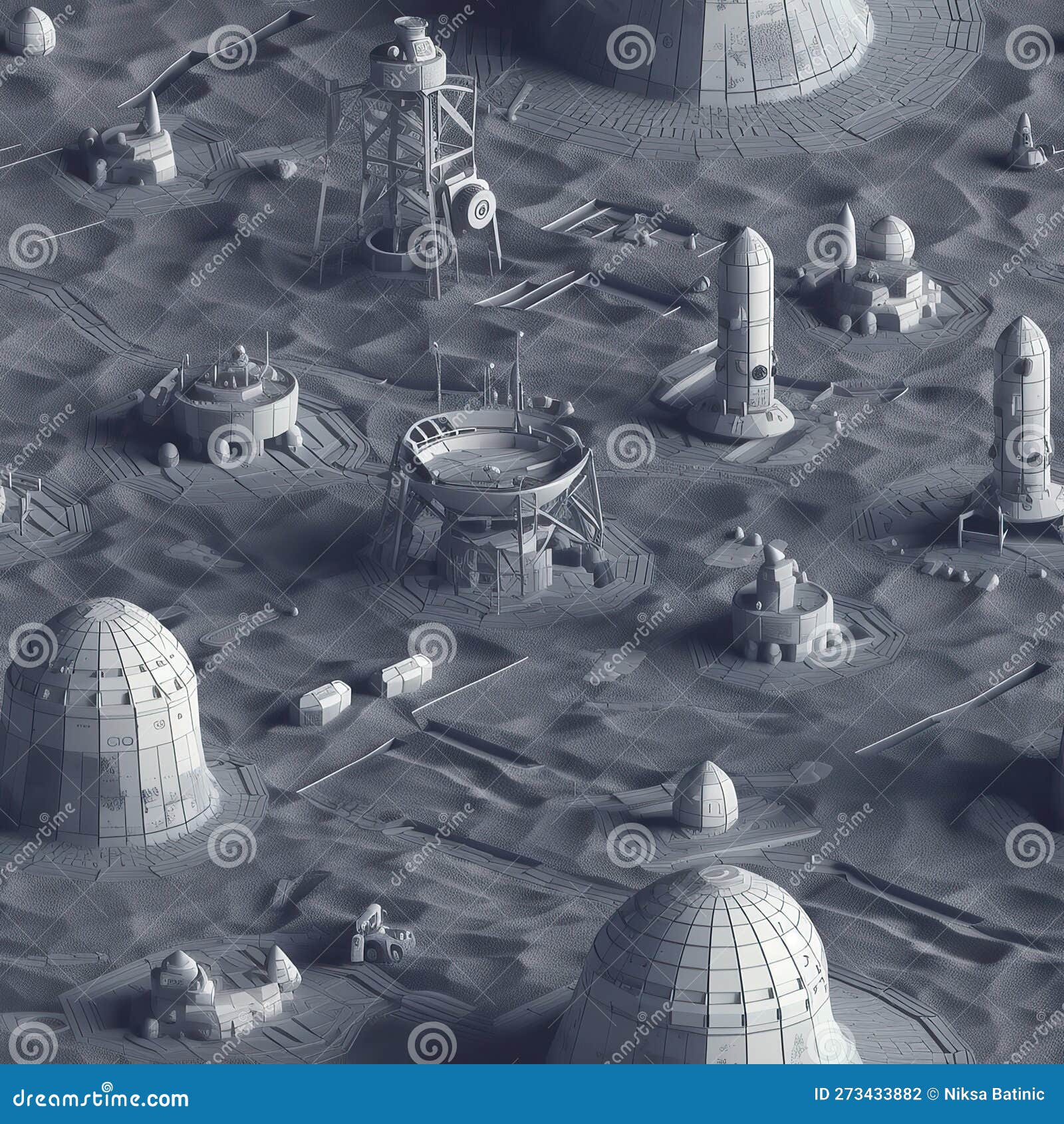 3d Miniature Space Base on the Moon. Ai Generated Illustration Stock ...
