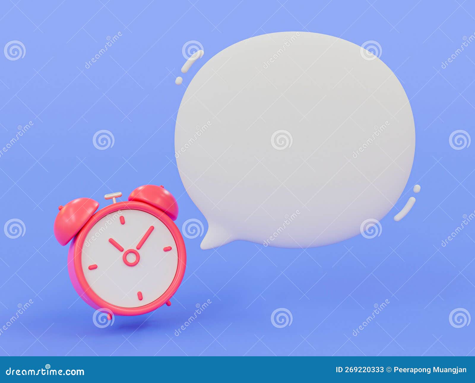 3d Minimal Blank Message Bubble. Notification Box. Alarm Clock with an ...