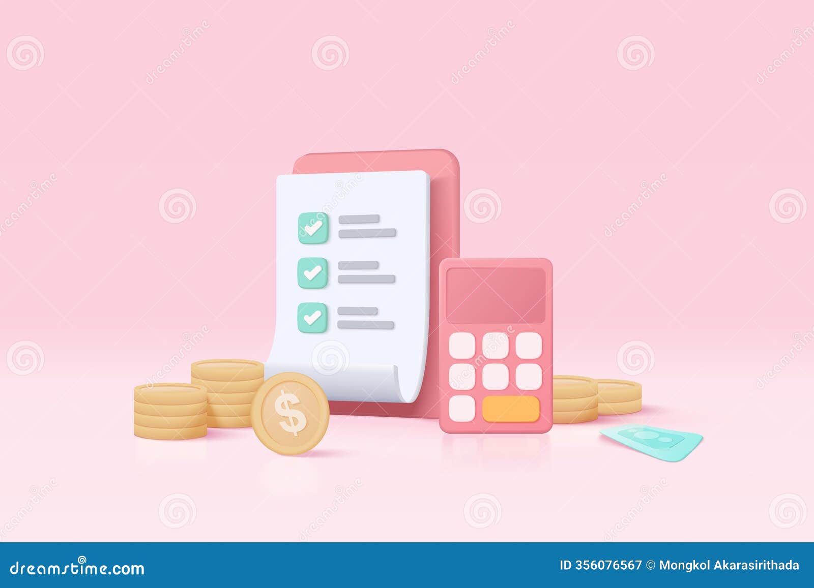 3d Minimal Calculator Vector Render Concept Of Financial Management ...