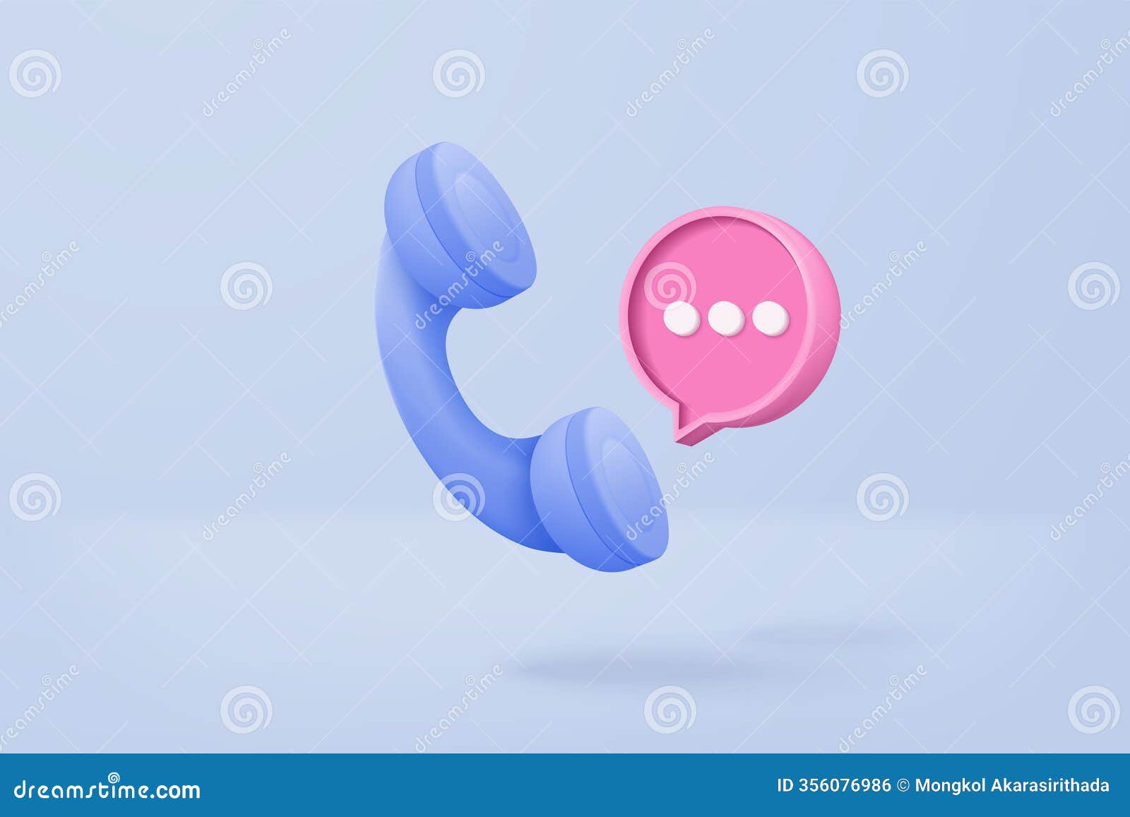 3d Minimal Call Phone and Bubble Talk on Blue Background. Talking with ...