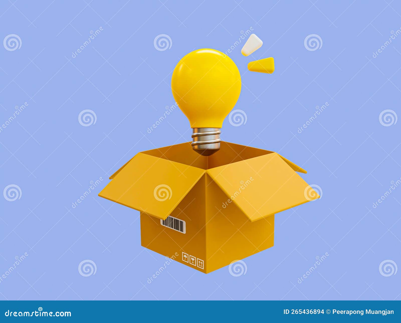 3d Minimal Cardbox with a Lightbulb. Innovative and Creative Icon ...