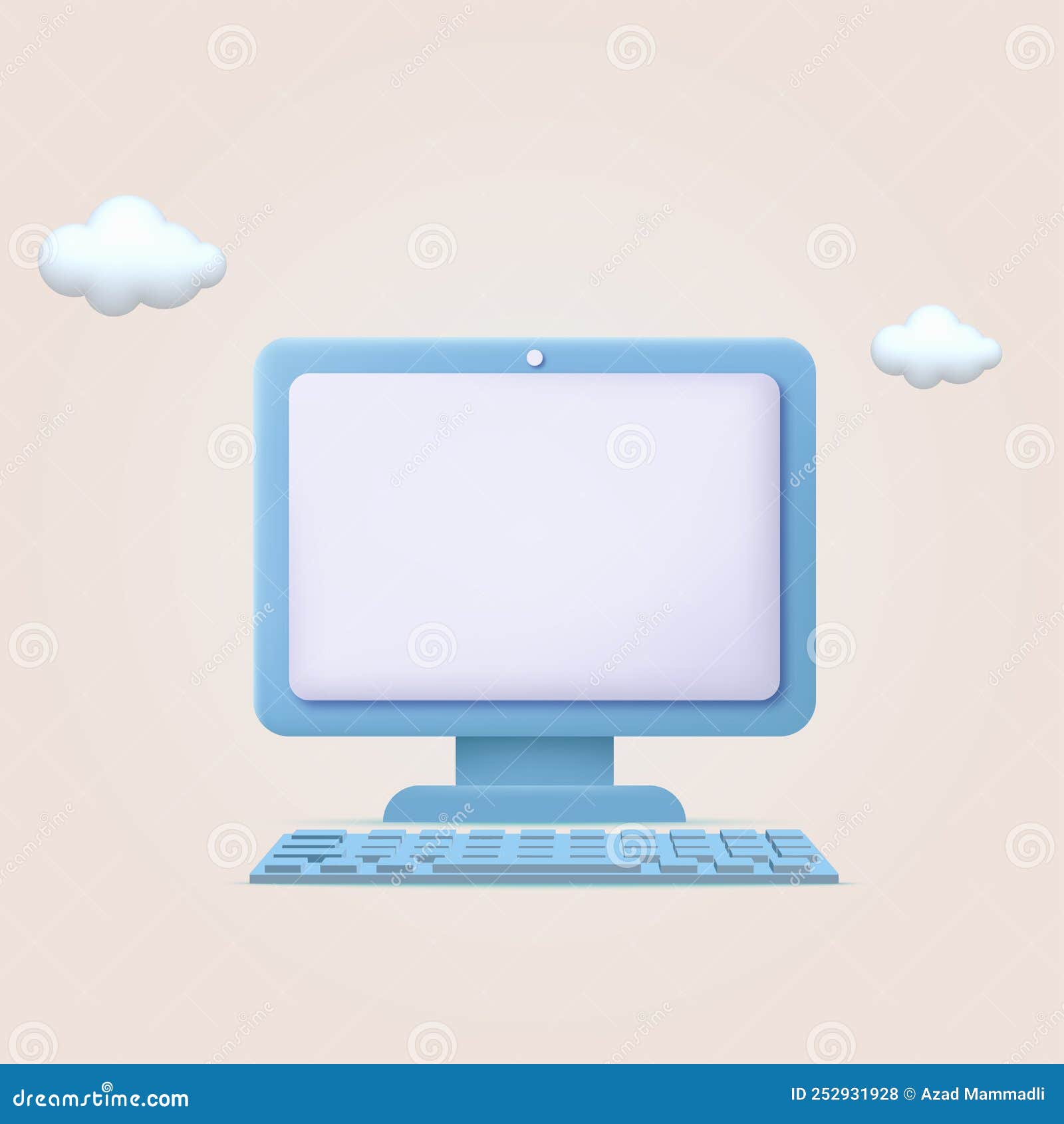 3d Minimal Desktop with Blank Screen, Empty Screen. Vector Stock Vector ...