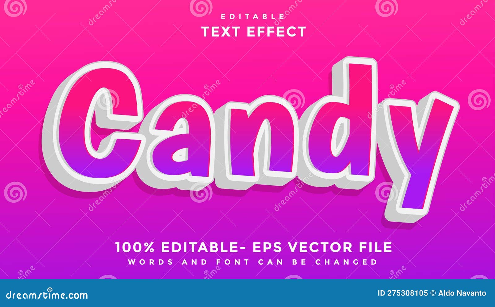 3d Minimal Gradient Word Candy Editable Text Effect Design Template ...