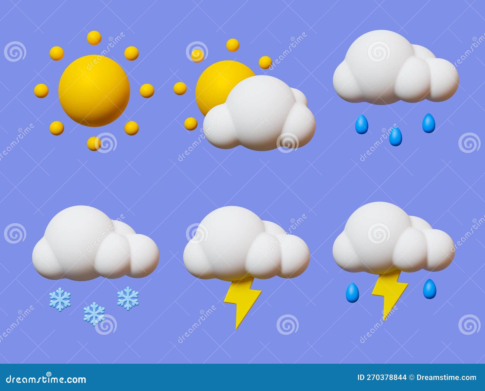 3d Minimal Weather Forecast Concept. Weather Forecast Icons Set Stock ...