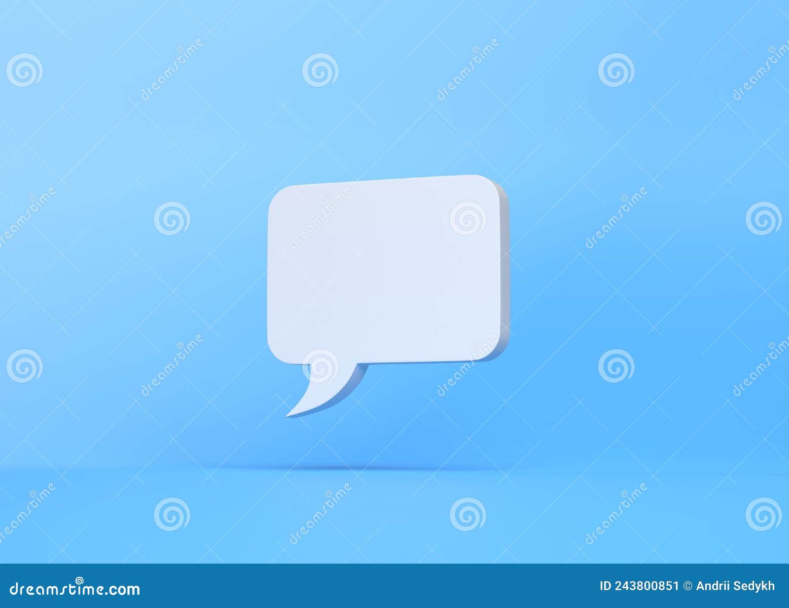 3D Minimal White Chat Bubble Isolated on a Blue Background with Copy ...