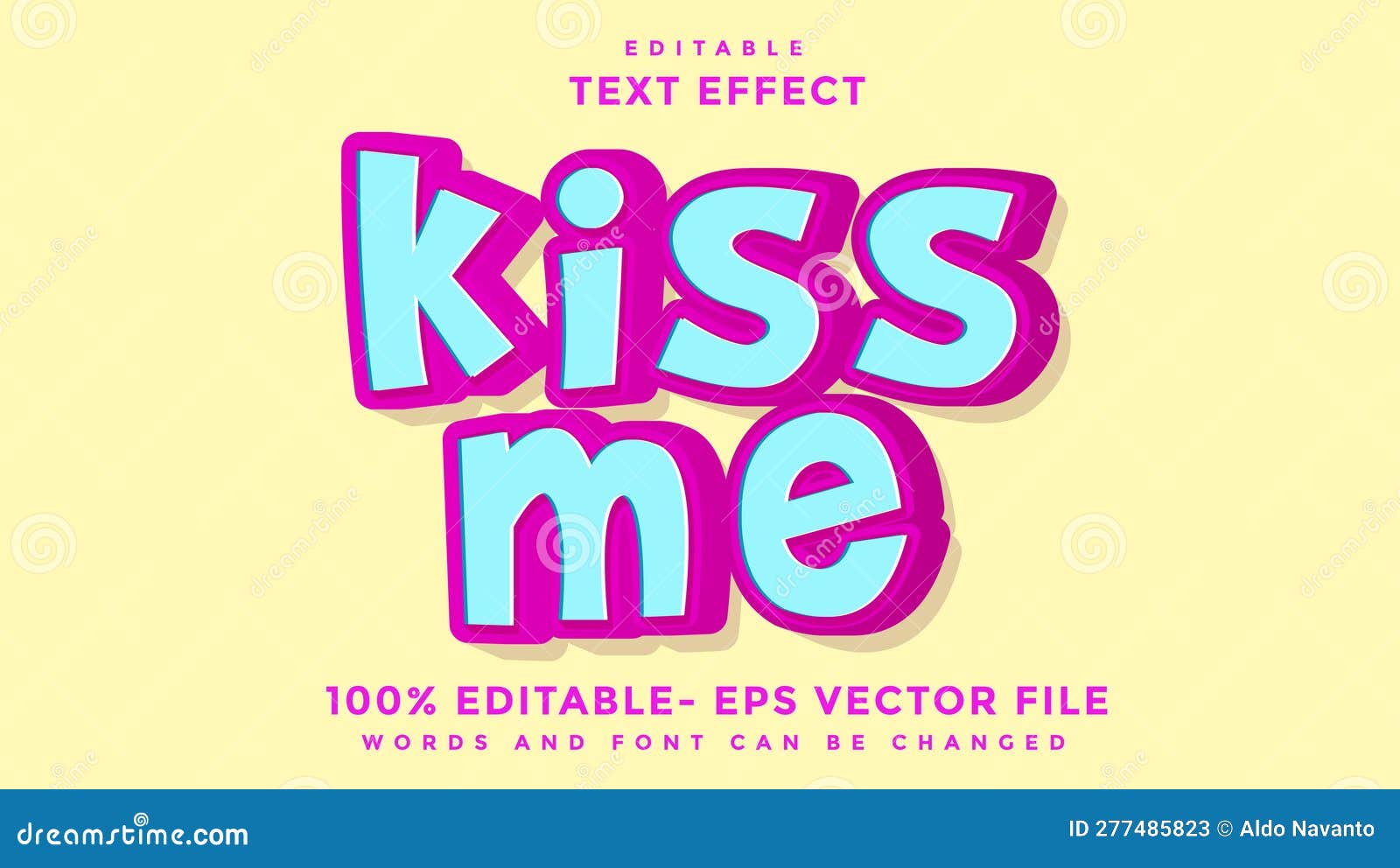 3d Minimal Kiss Me Editable Text Effect Design Template, Effect Saved ...